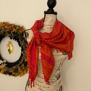 Accessories | Orange And Fuchsia Square Scarf 41x41 | Poshmark